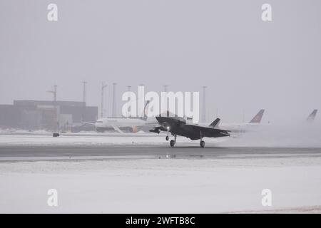 A Norwegian F-35 fighter jet takes off from Keflavik in Iceland. The ...