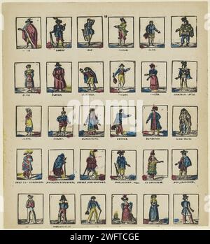 Theater characters, 1827 - 1894 print Leaf with 25 performances of ...