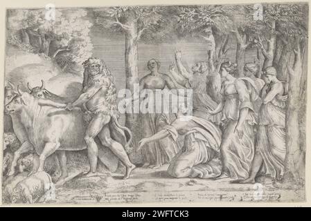 Hercules robs the cattle of Geryon, Giulio Bonasone, After Polidoro da ...
