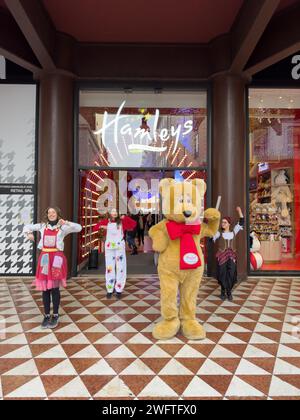 a show for children outside Hamley's toy shop in Milan, Italy, in Corso ...