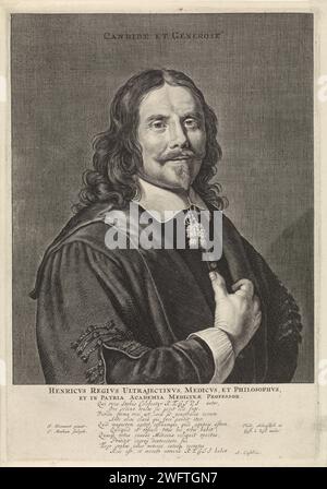 Portrait of Henricus Regius, Theodor Matham, 1661 - 1676. Reimagined by ...