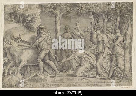 Hercules robs the cattle of Geryon, Giulio Bonasone, After Polidoro da ...