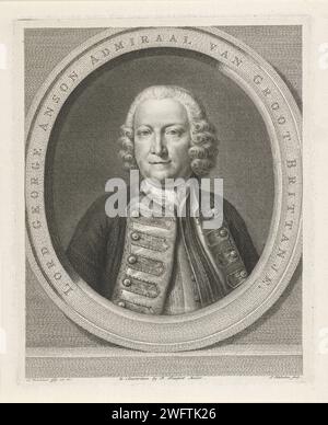 Portrait of George Anson, Portrait of George Anson in an oval with ...