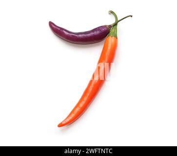 Numbers of fresh chili peppers isolated on white background Stock Photo ...