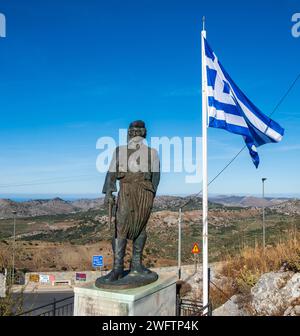 Statue of Cretan freedom fighter in village pf Anogia, Crete Stock ...