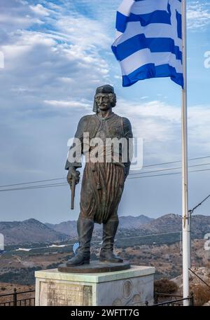 Statue of Cretan freedom fighter in village pf Anogia, Crete Stock ...