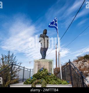 Statue of Cretan freedom fighter in village pf Anogia, Crete Stock ...