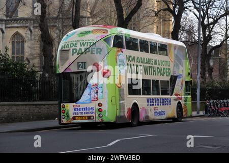Double Decker Bus with Advertisment for Mentos at Bus Stop on Sydney ...