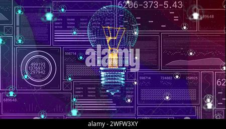 Image of light bulb, connections and data processing Stock Photo - Alamy