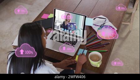 pink laptop image. woman in office concept Stock Photo - Alamy