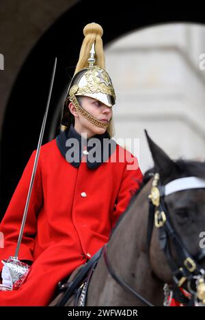 Female member of Household Cavalry Mounted Regiment on ceremonial duty ...