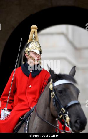 Female member of Household Cavalry Mounted Regiment on ceremonial duty ...