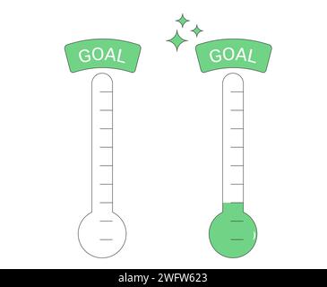Financial goal thermometer set. Fundraising money trackers isolated on ...