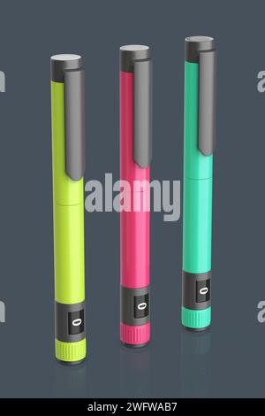 Three different insulin injector pens Stock Photo - Alamy