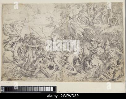 Dortocht door de rode zee, afternoon, after Paolo Farm, 1593 - 1595 print The Pharaoh and his ...