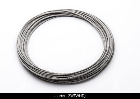 metallic rope on white background Stock Photo - Alamy