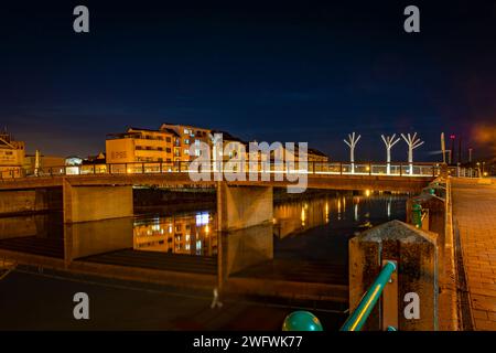 River Becva in winter without snow color evening in Prerov CZ 01 24 ...