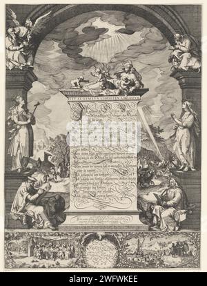 Allegory on the creed with the four evangelists, Simon Frisius, after ...