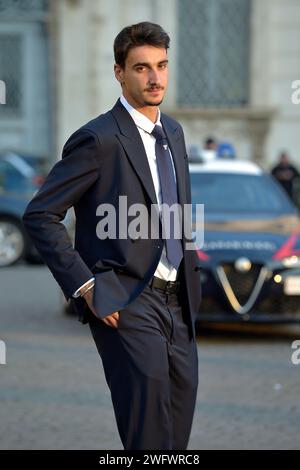 Lorenzo Sonego, an Italian tennis player, during a match at the Hong ...