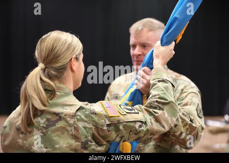 Command Sgt. Maj. (Ret.) Brian Bertazon, speaks during a change of ...
