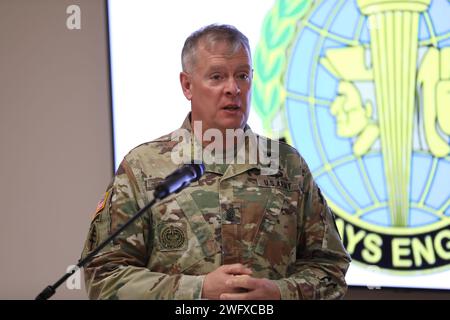 Command Sgt. Maj. (Ret.) Brian Bertazon, speaks during a change of ...
