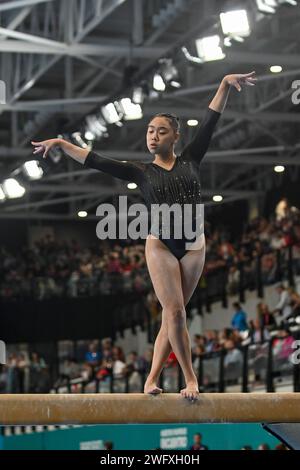 October 23, 2023: Aurelie Tran of Canada (13) competes on beam during ...