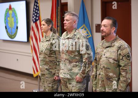 Command Sgt. Maj. (Ret.) Brian Bertazon, speaks during a change of responsibility ceremony held ...