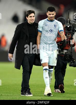 Bournemouth manager Andoni Iraola (left) arriving at the stadium before ...