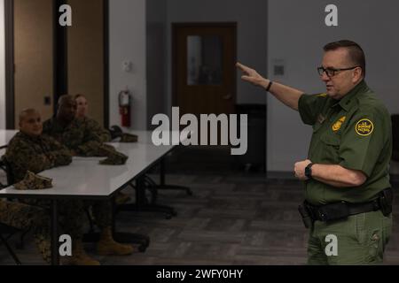 Sean McGoffin, chief border patrol agent, gives a brief to the ...