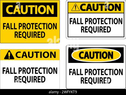 Danger Sign, Fall Protection Required Beyond This Point Stock Vector ...