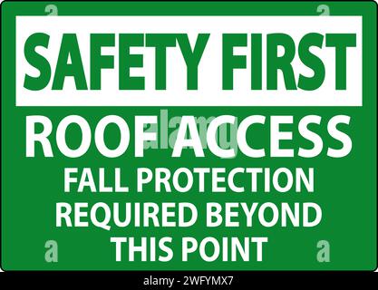Safety First Sign, Roof Access, Fall Protection Required Beyond This ...