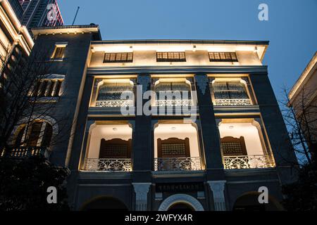 The century-old Wuhan's historic buildings illuminated by lights in the ...