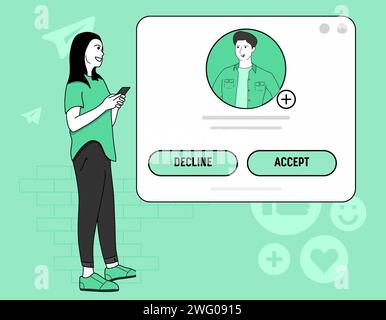 Accept request concept vector flat illustration Stock Photo - Alamy