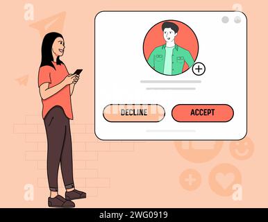 Accept request concept vector flat illustration Stock Photo - Alamy