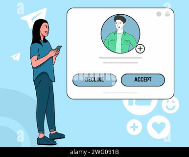 Accept request concept vector flat illustration Stock Photo - Alamy