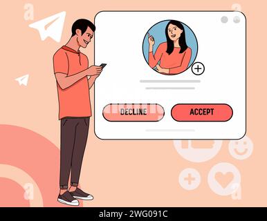Accept request concept vector flat illustration Stock Photo - Alamy