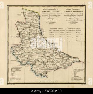 This 1821 general map of Kiev Province illustrates postal and major ...