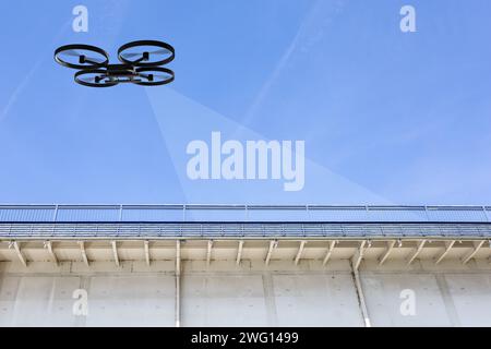 3d drone inspecting bridge with lasers Stock Photo - Alamy