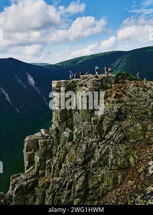 People enjoying the view from Bondcliff, Mount Bond, White mountains ...