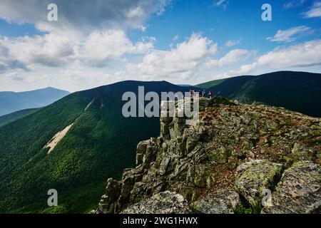 People enjoying the view from Bondcliff, Mount Bond, White mountains ...