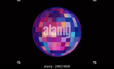 3D disco ball loop animation on a black background, featuring dazzling ...