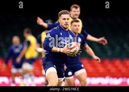 Scotland's Kyle Rowe during a team run at the Principality Stadium ...