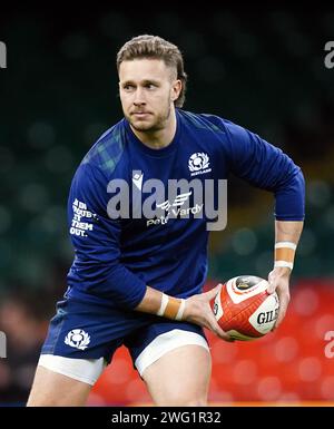 Scotland's Kyle Rowe during a team run at the Principality Stadium ...