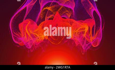 Flowing particles with smoke shape, 3d rendering. Computer digital ...