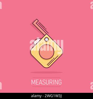 Measure tape icon in comic style. Ruler cartoon sign vector ...