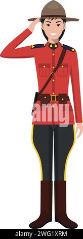 Standing Canadian Policewoman Officer in Traditional Uniform Character ...