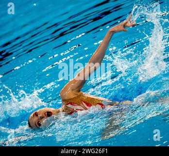 Xu Huiyan of China competes during the women's solo technical at the ...