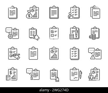 Checklist documents icons. Agreement info, Clipboard manager ...