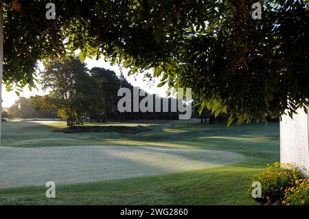 Early morning from the Clubhouse over 14th Green to 18th Fairway ...