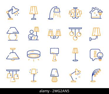 Lamps line icons. Spotlight led, Table Lamp and Floor Light icons. Vector Stock Vector Image ...
